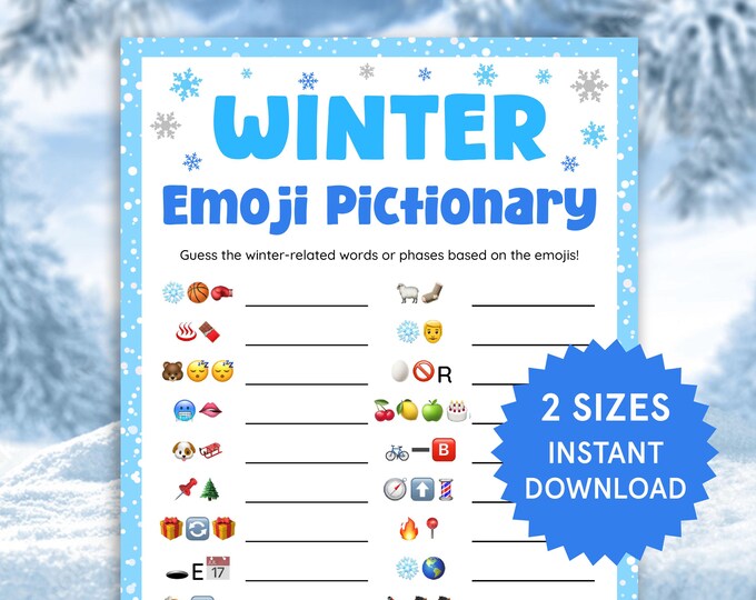 Winter Emoji Pictionary Winter Games for Kids Winter Family Games ...