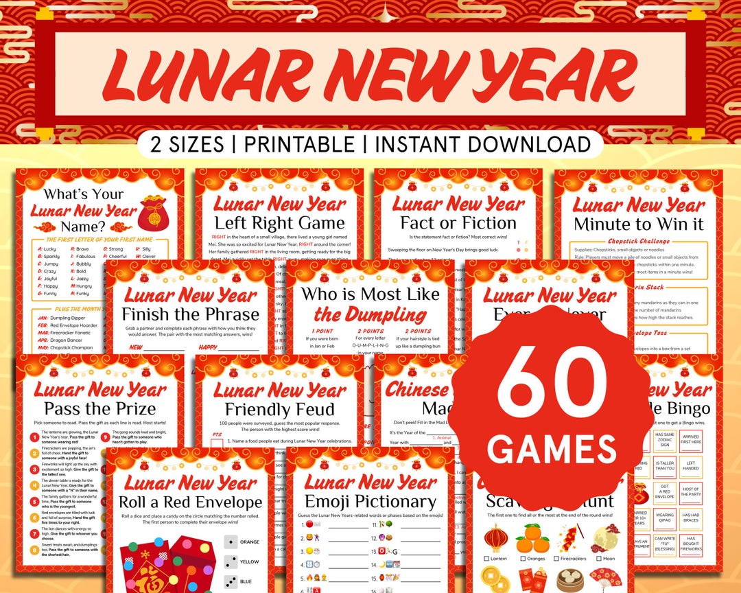 Lunar New Year Games Bundle Lunar New Year Activities Lunar New Year ...