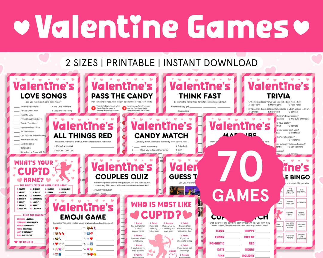 Valentines Games Bundle Valentine's Party Games Valentines Games for ...