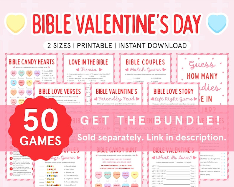 Bible Valentines Game Bible Conversation Hearts Game Bible Candy Match Bible Games for Kids ...