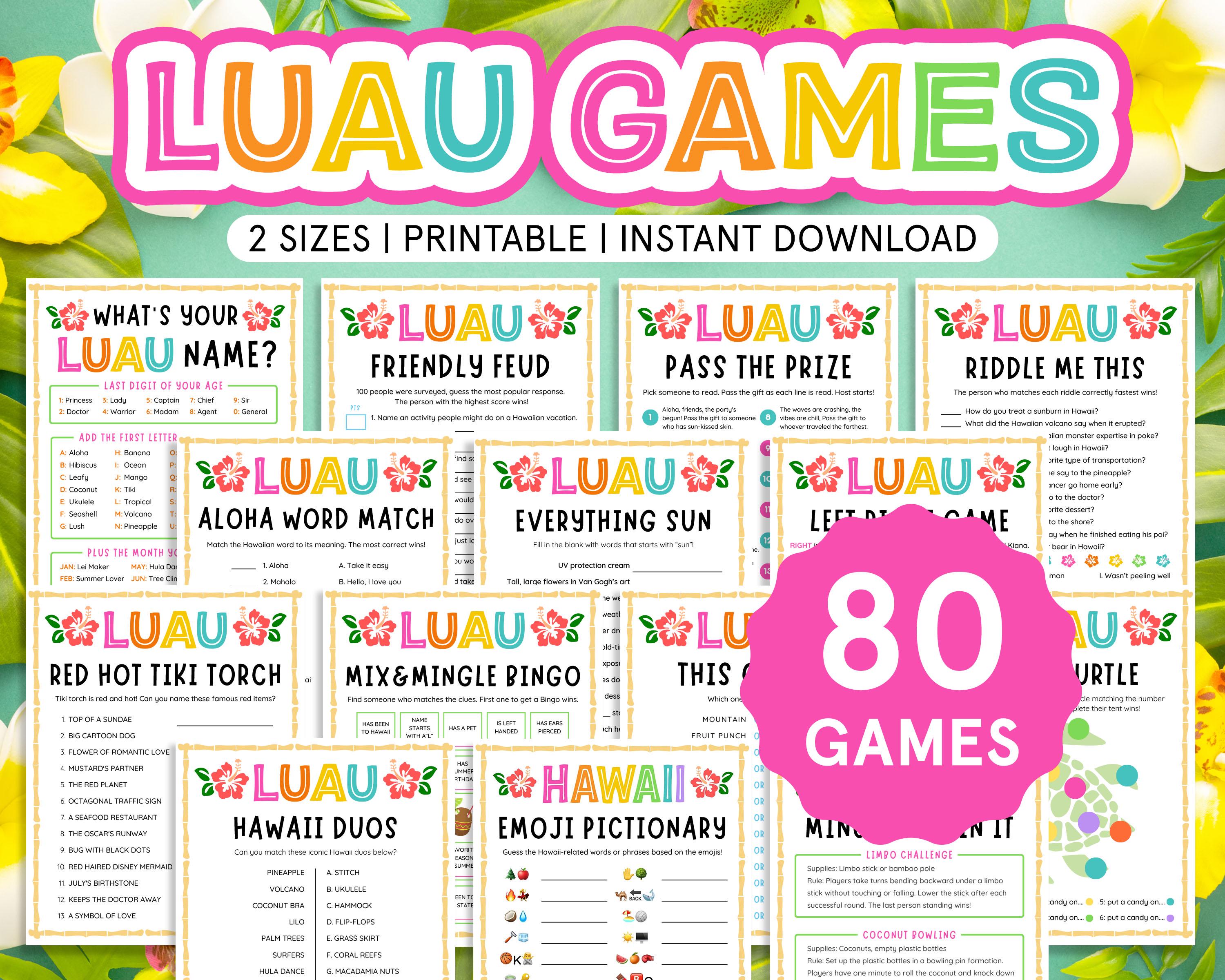 Luau Games Bundle Aloha Party Games Luau Party Games Hawaiian Party ...