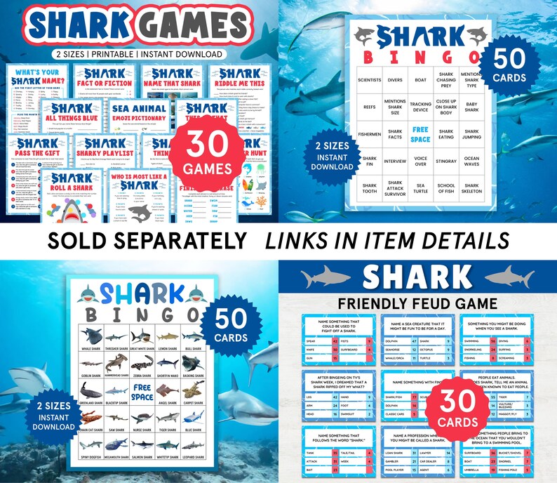 Shark Games Bundle Shark Week Games for Kids Activities Shark Family ...