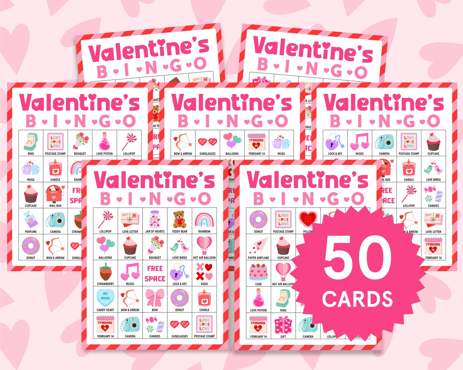 Tarjetas de bingo de San Valentín Juegos de San Valentín para niños ...