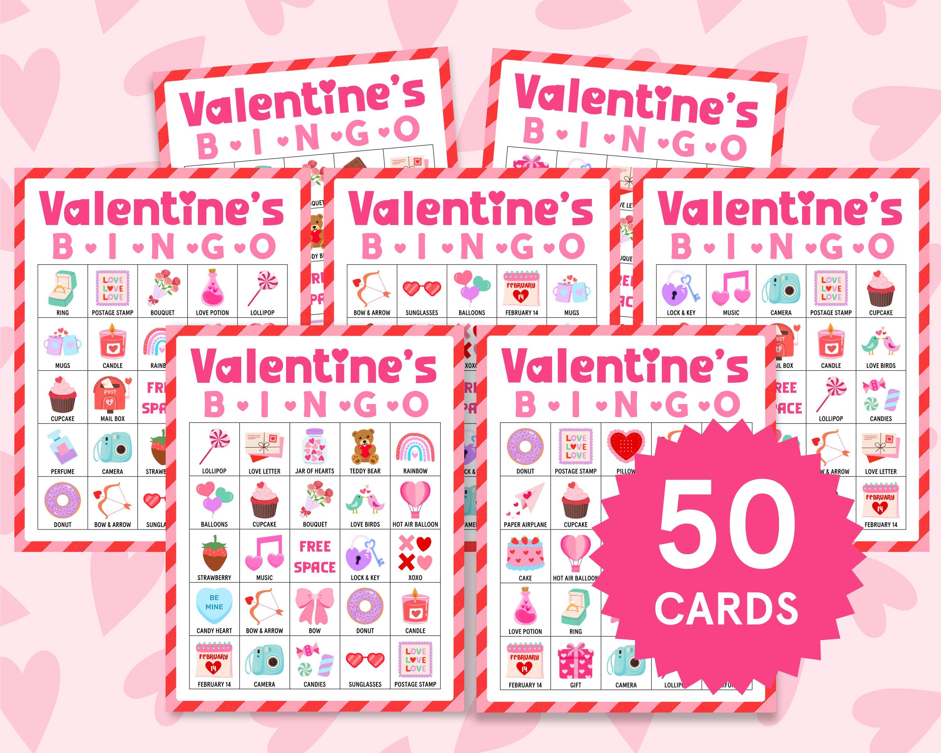 Valentine's Day Bingo Cards Valentines Games for Kids Valentine's Party ...