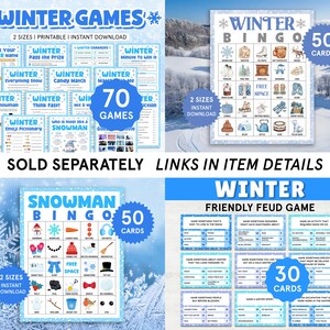 Winter Bingo Winter Bingo Cards Printable Winter Games Winter Party ...