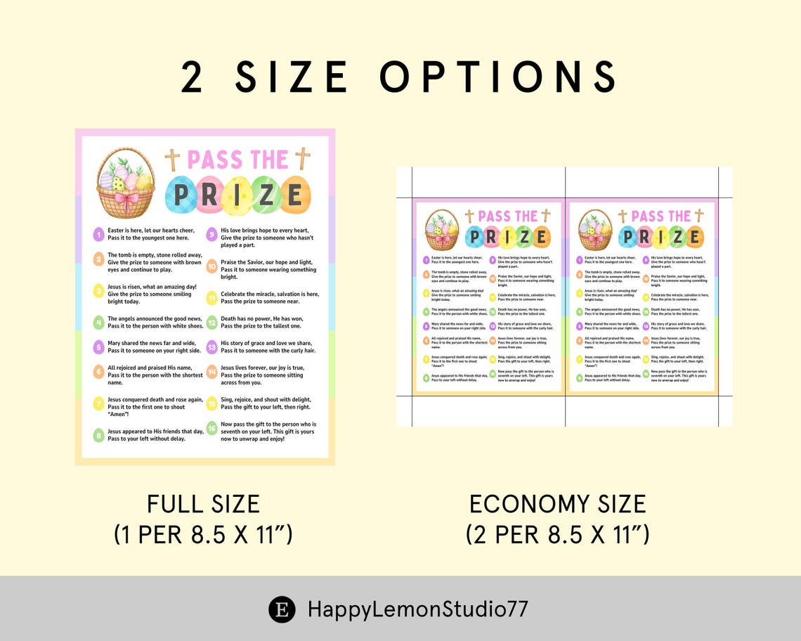 Bible Easter Pass the Prize Game Bible Easter Game for Kids & Adults ...