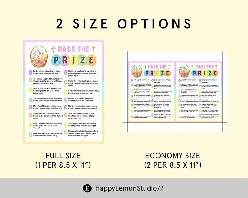 Bible Easter Pass the Prize Game Bible Easter Game for Kids & Adults ...