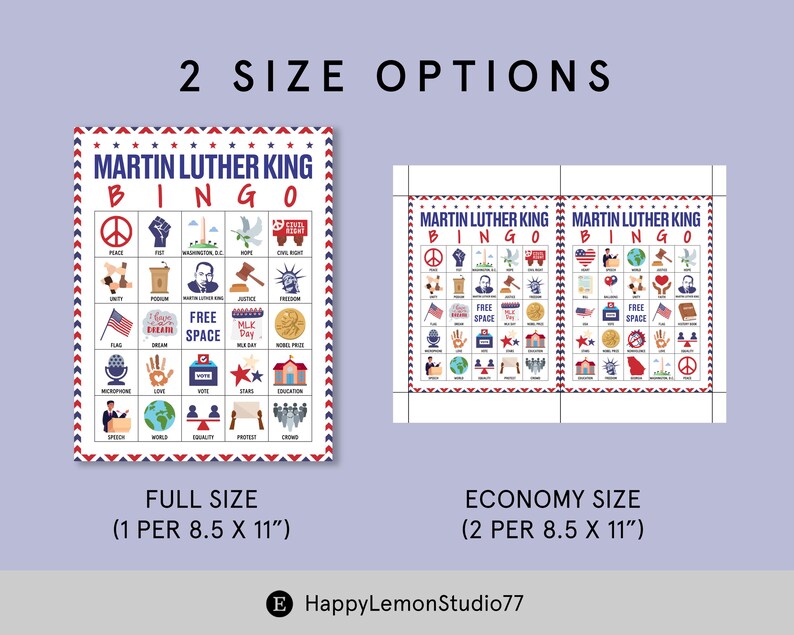 MLK Bingo Cards Martin Luther King Day Games for Kids MLK Day Classroom ...