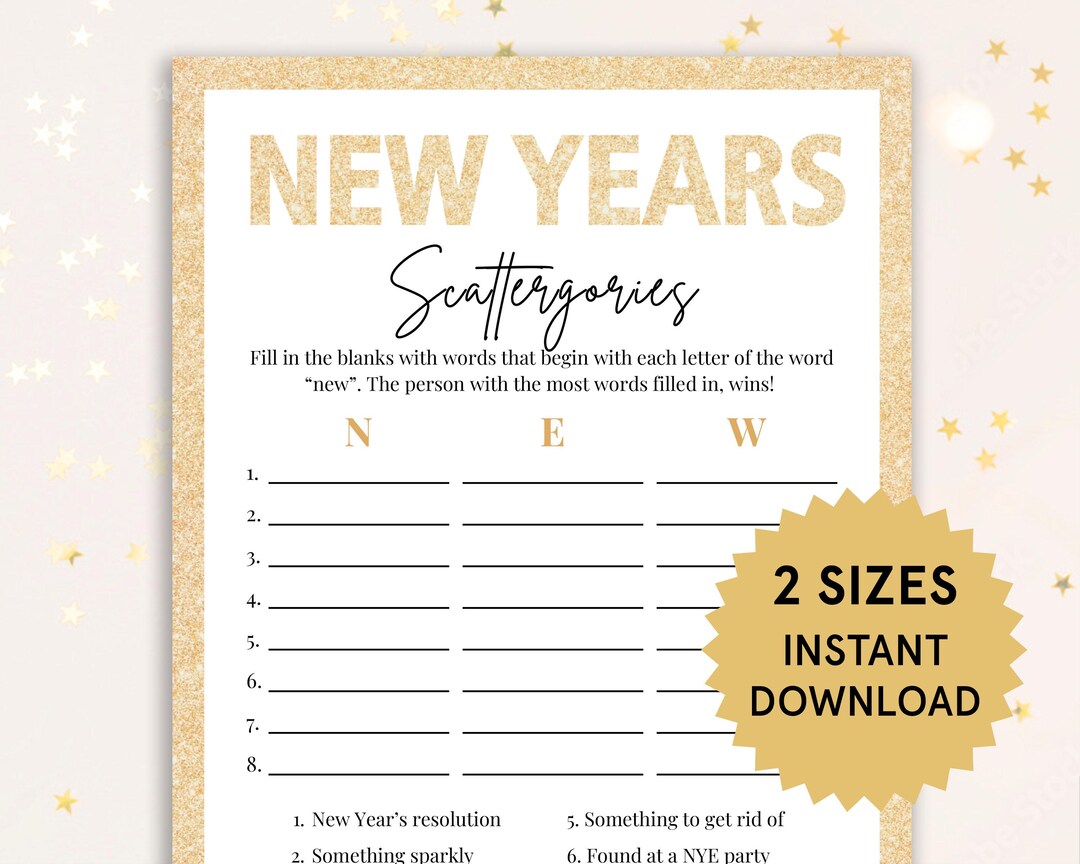 New Years Scattergories 2025 New Year Game New Years Eve Party Games ...