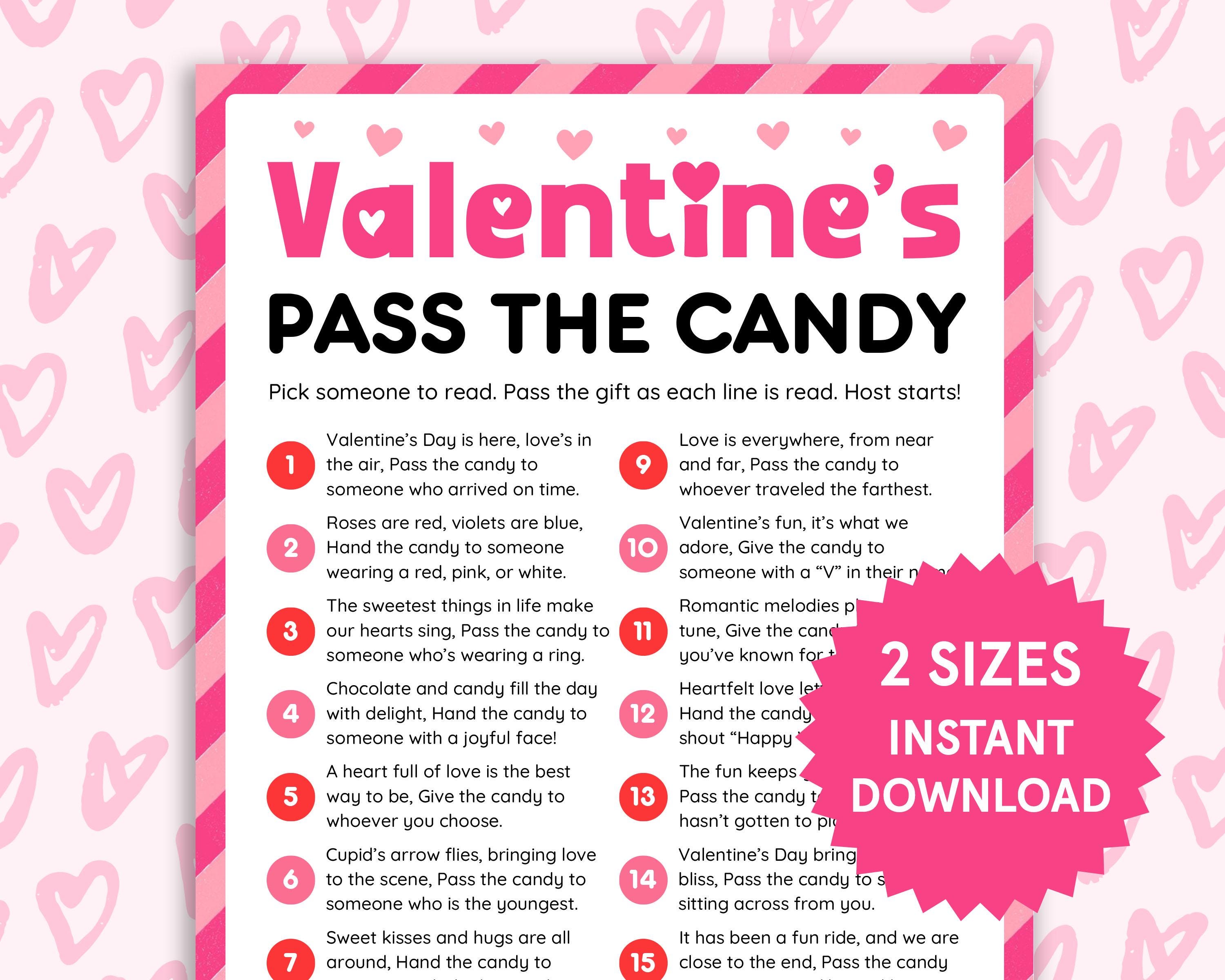 Valentines Pass the Candy Valentines Pass the Prize Valentines Day ...