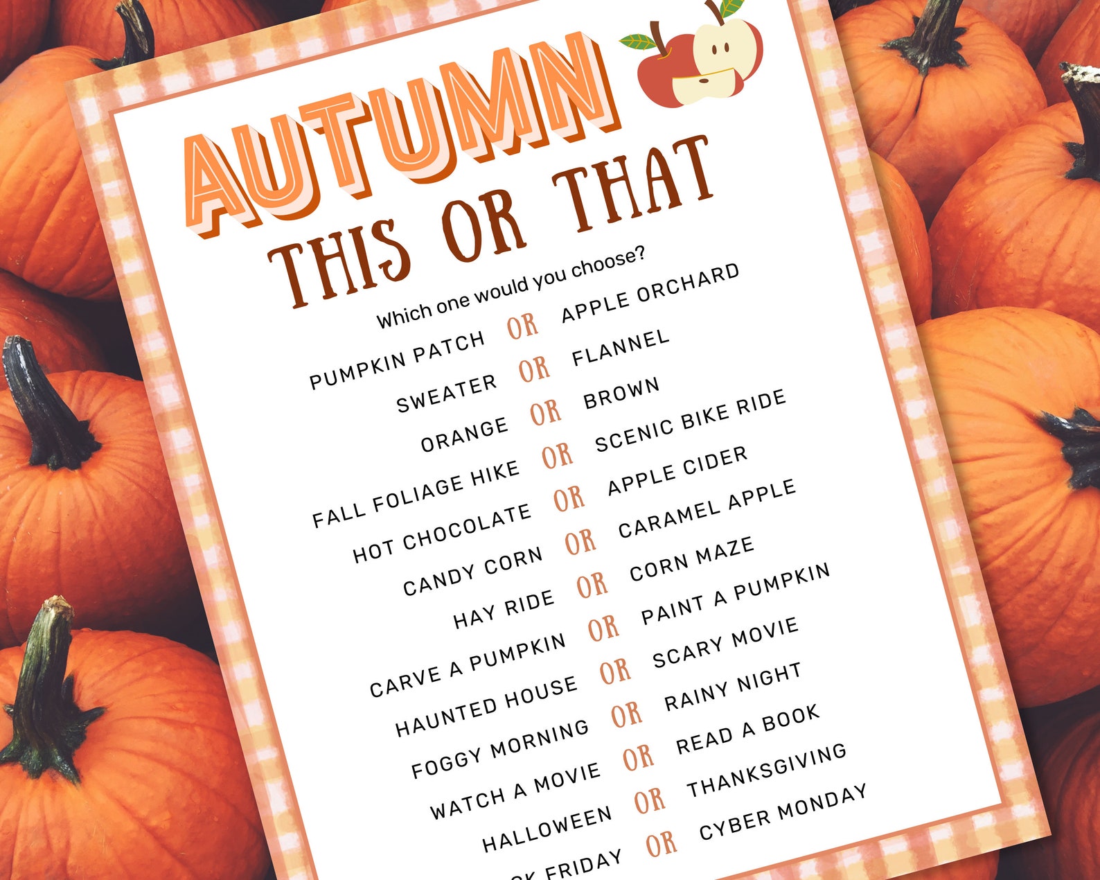 Fall This or That Fall Games for Kids Adults Fall Party Games Fall ...