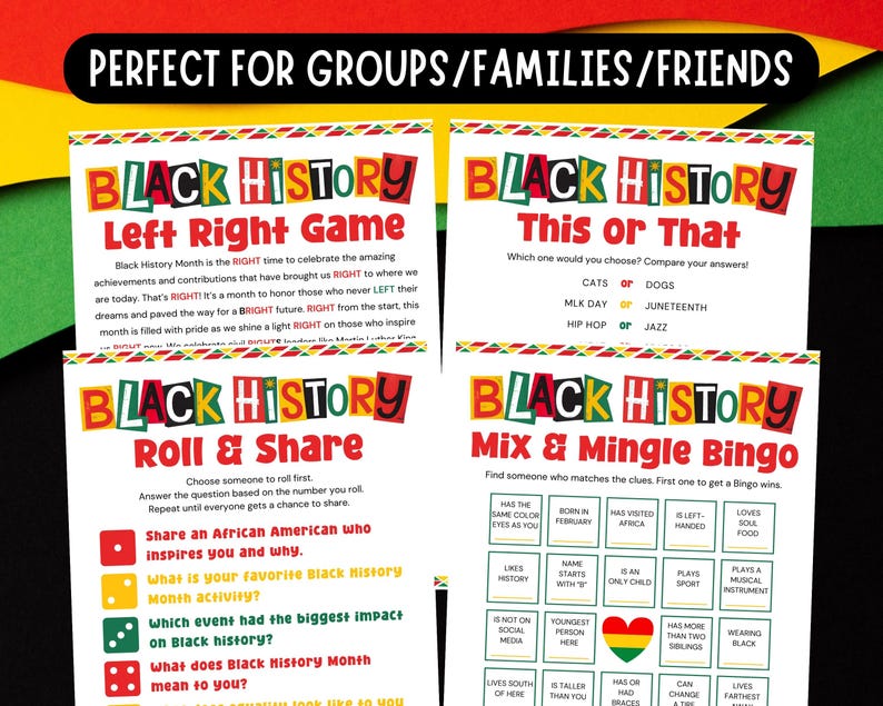 Black History Month Game Bundle Black History Month Family Games Black ...