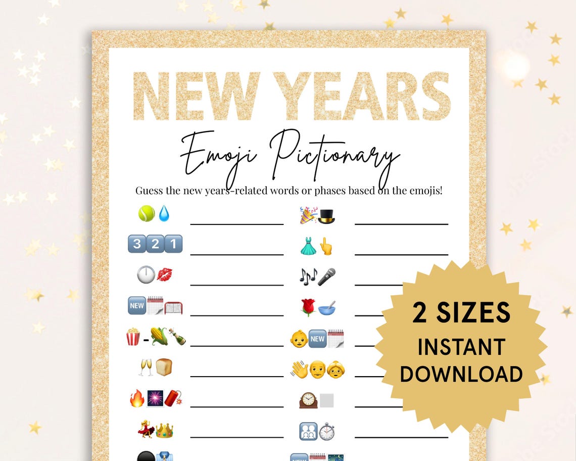 New Years Emoji Pictionary 2026 New Year Game New Years Eve Party Games ...