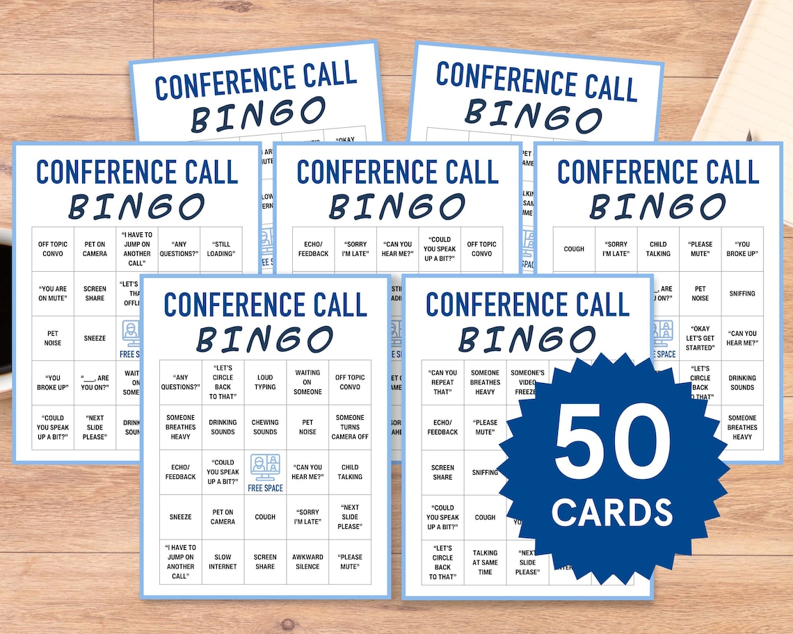 Conference Call Bingo Game Cards Conference Call Game Work Bingo Office ...