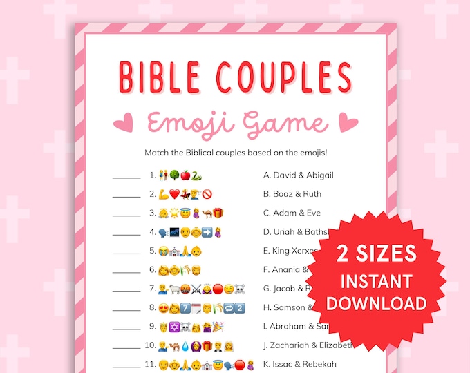 Bible Couples Match Game Bible Emoji Pictionary Bible Valentines Game ...