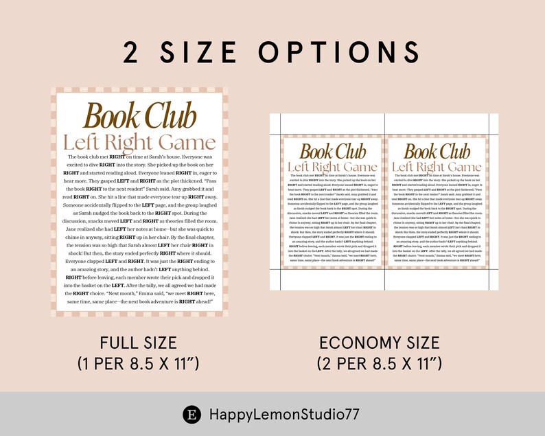 Book Club Left Right Game, Book Club Games, Book Club Icebreakers, Book ...