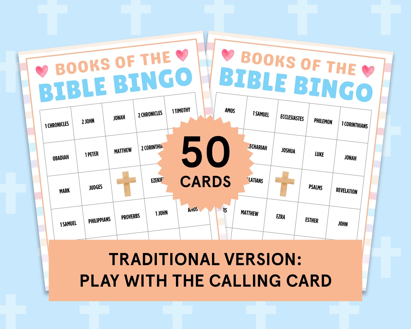 Bible Bingo Bible Games Books of the Bible Bingo Cards Church Bingo for ...
