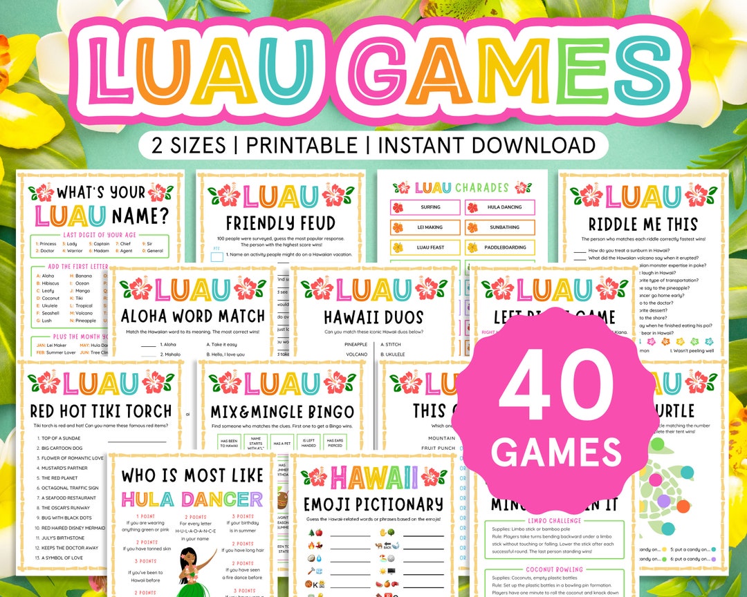 Luau Games Bundle Aloha Party Games Luau Party Games Hawaiian Party ...