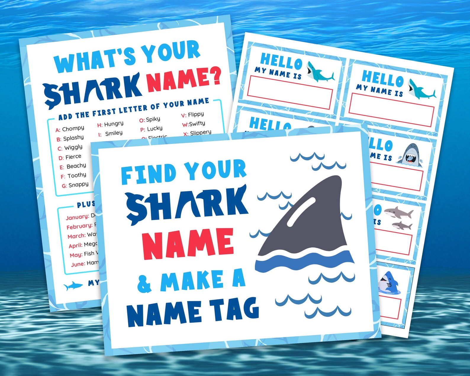 Shark Name Game: Shark Week Party Activity (digital Download) - Etsy