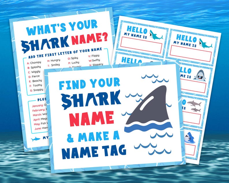Shark Name Game: Shark Week Party Activity (digital Download) - Etsy