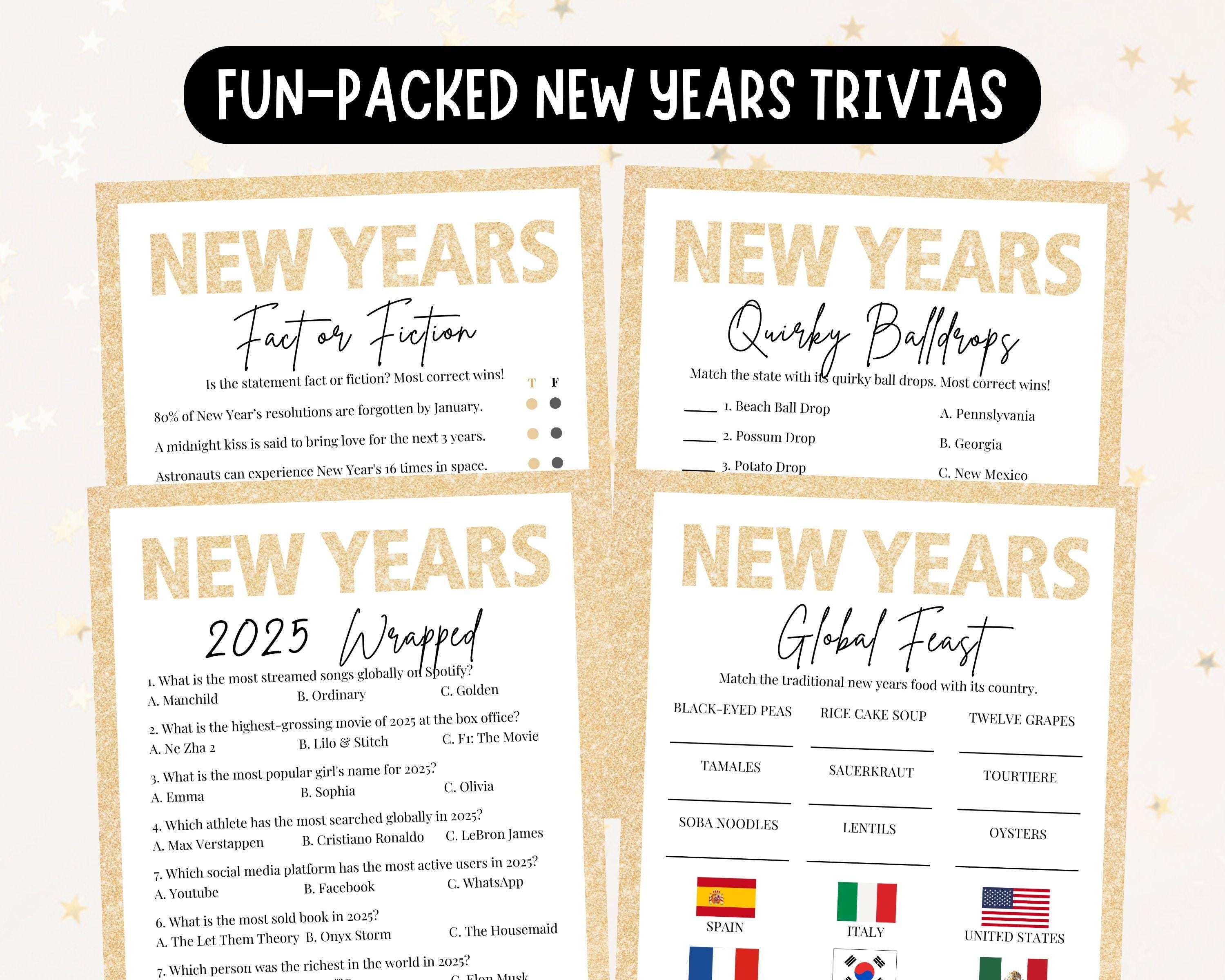 New Years Game Bundle New Years Eve Games Printables Adults New Years ...