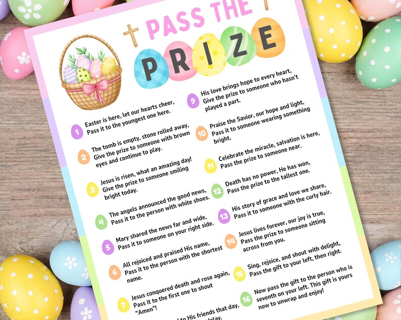 Bible Easter Pass the Prize Game Bible Easter Game for Kids & Adults ...