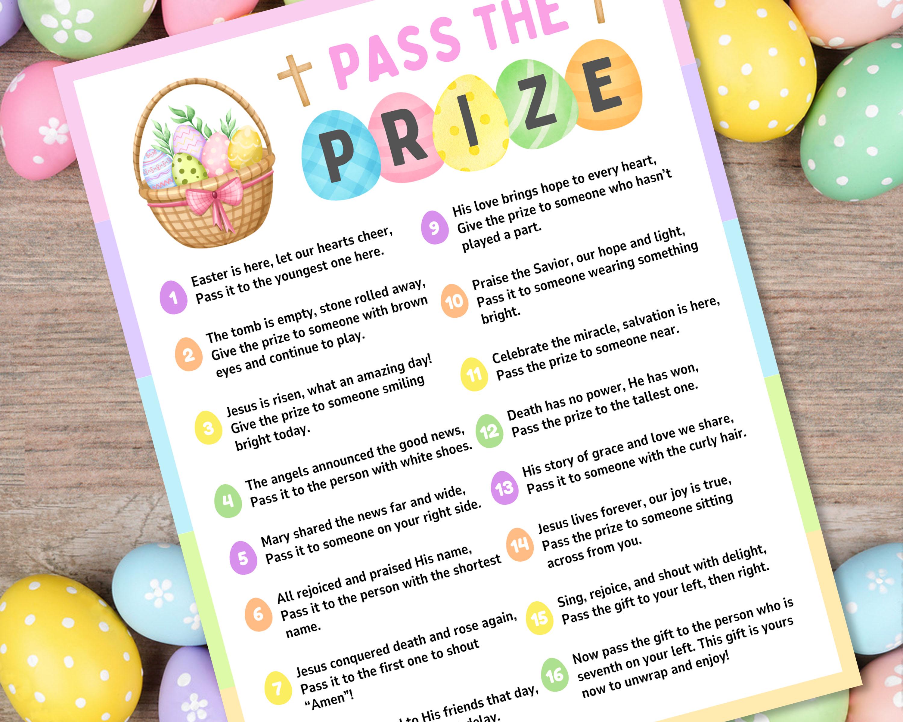 Bible Easter Pass the Prize Game Bible Easter Game for Kids & Adults ...