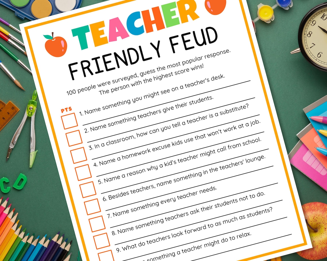 Teacher Friendly Feud Teacher Games School Games Teacher Party Games ...