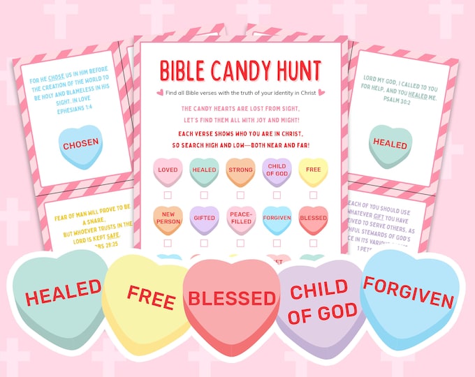 Bible Valentines Game Bible Conversation Hearts Game Bible Candy Match ...