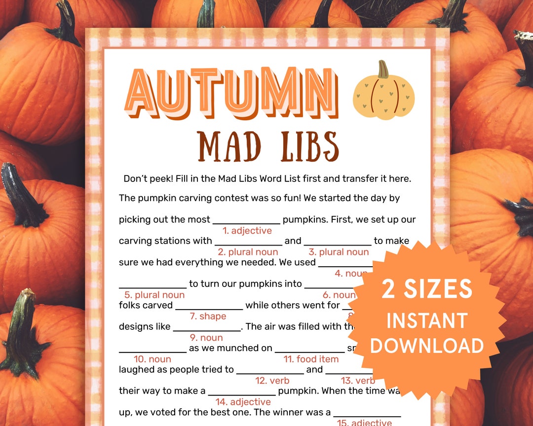 Fall Mad Libs Fall Games for Kids Adults Fall Party Games Fall ...