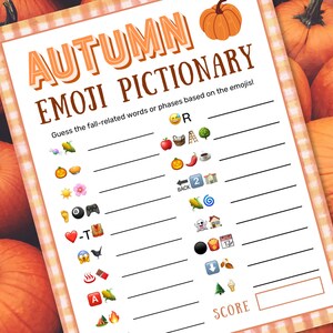 Fall Emoji Pictionary Fall Games for Kids Adults Fall Party Games Fall ...