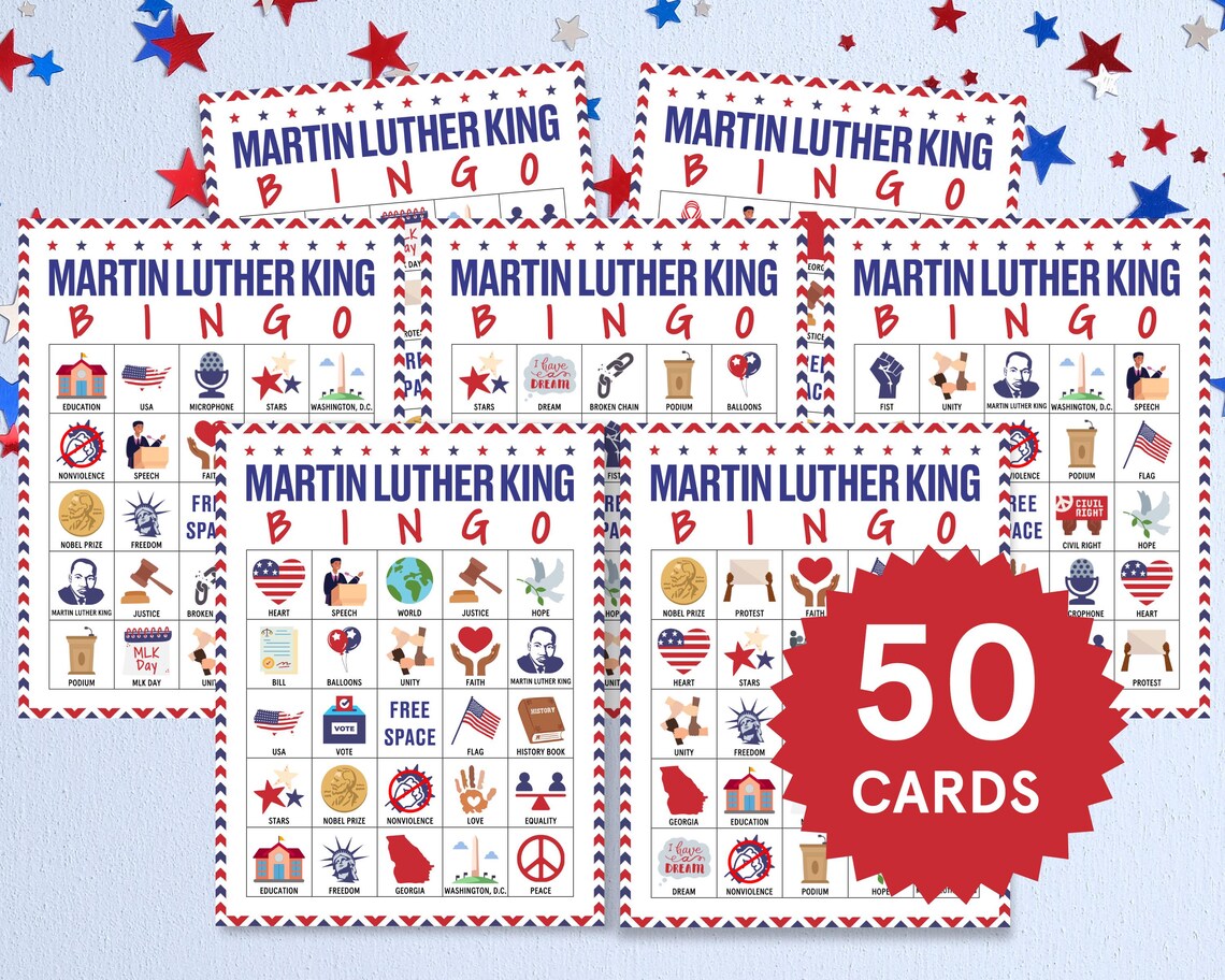 MLK Bingo Cards Martin Luther King Day Games for Kids MLK Day Classroom ...