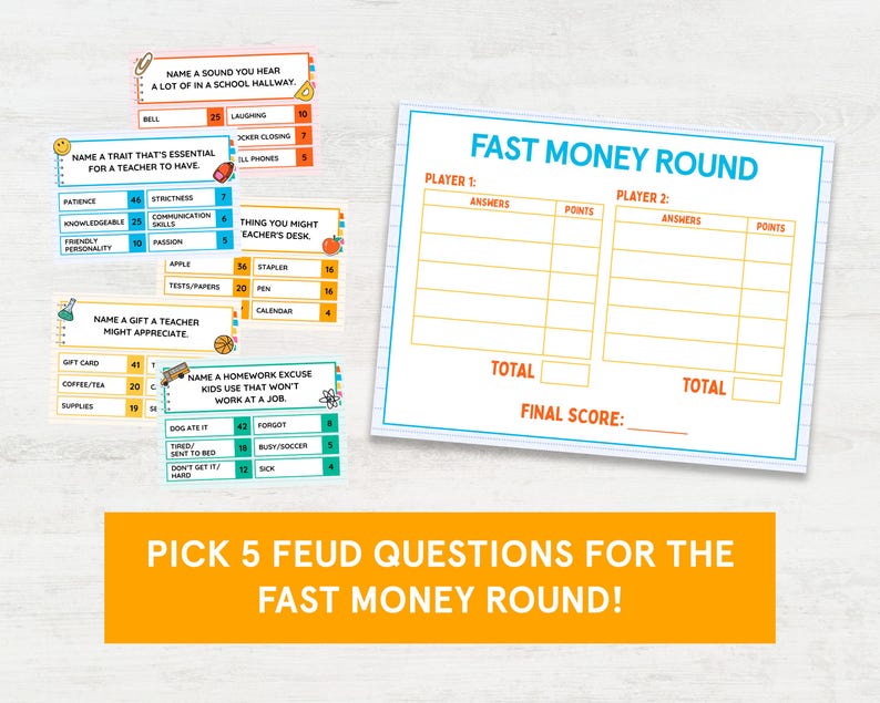 Teacher Friendly Feud Teacher Games School Games Teacher Party Games ...
