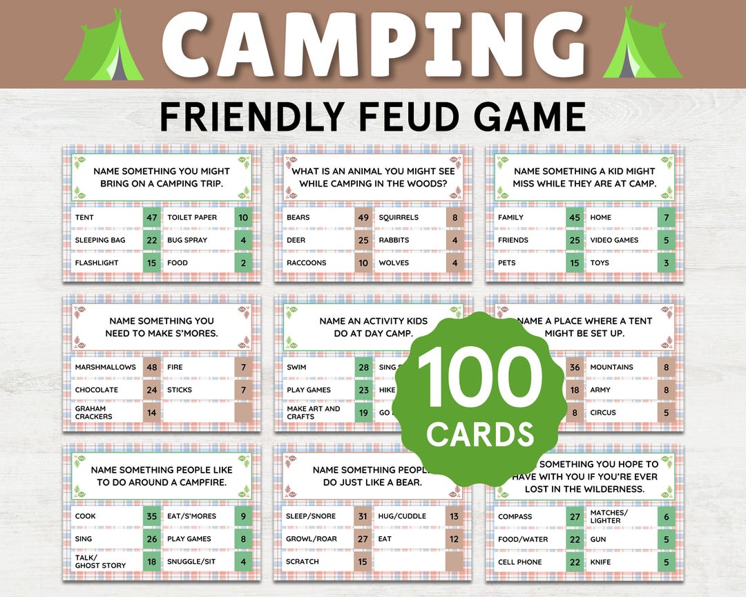 Camping Family Feud Game: Printable Camping Activities for Kids ...