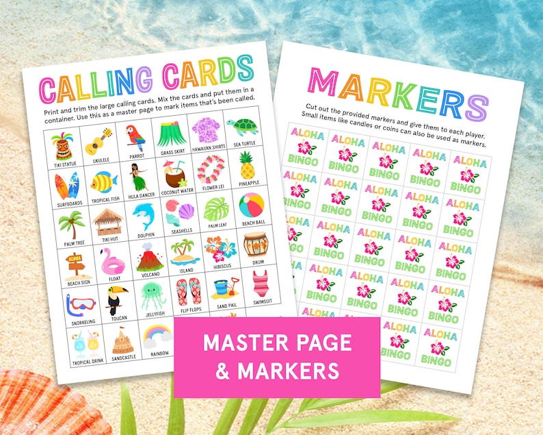 Aloha Bingo Luau Bingo Hawaii Bingo Summer Bingo Cards Printable Luau ...