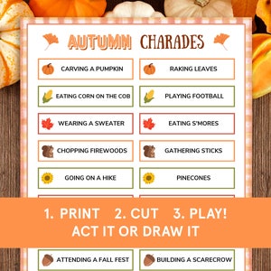 Fall Charades Fall Games Fall Action Charades Fall Pictionary Fall ...