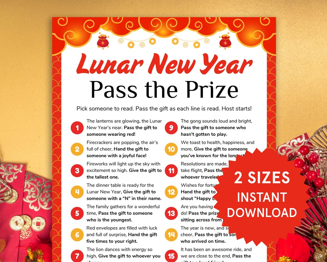 Lunar New Year Pass the Prize Lunar New Year Games for Kids, Adults ...
