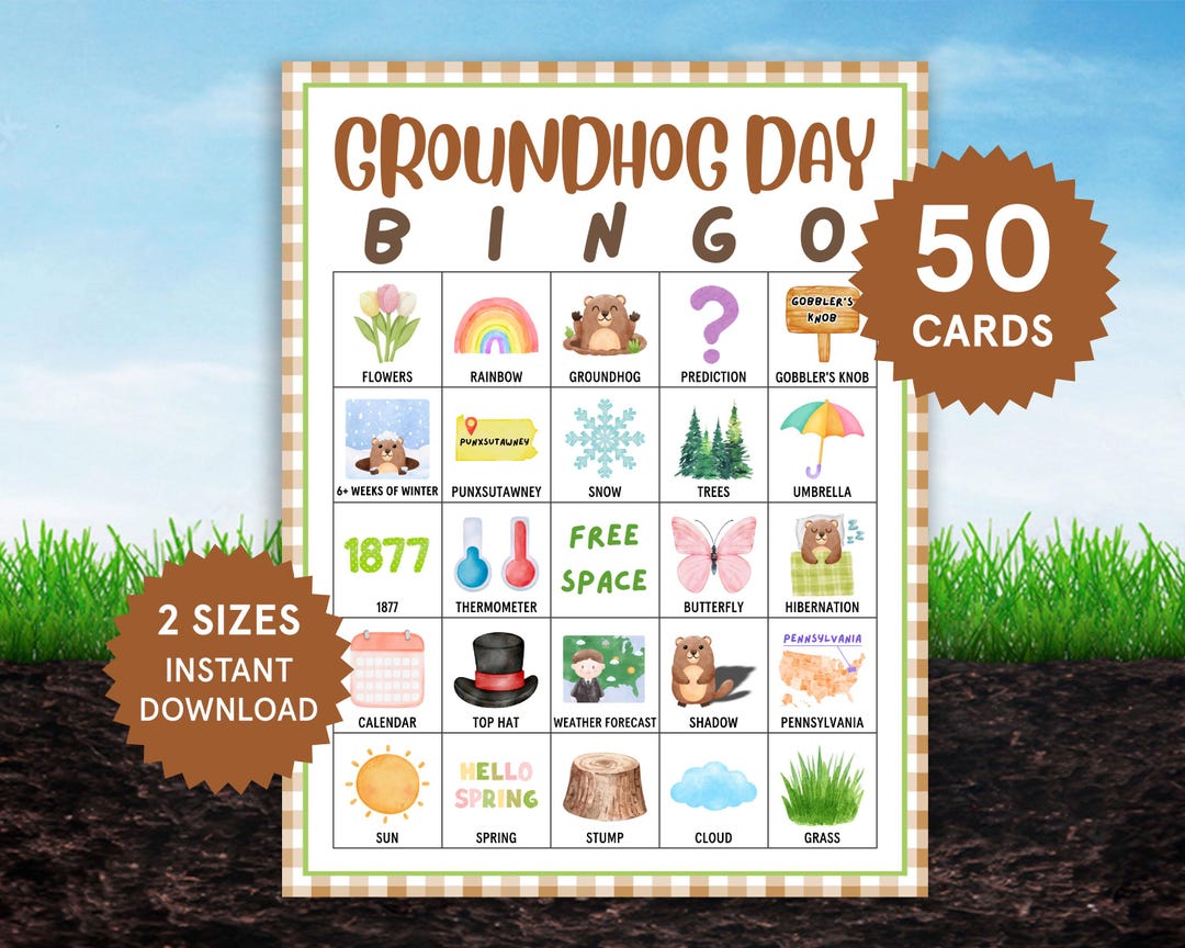 Groundhog Day Bingo Groundhog Day Games Groundhog Day Bingo Cards ...