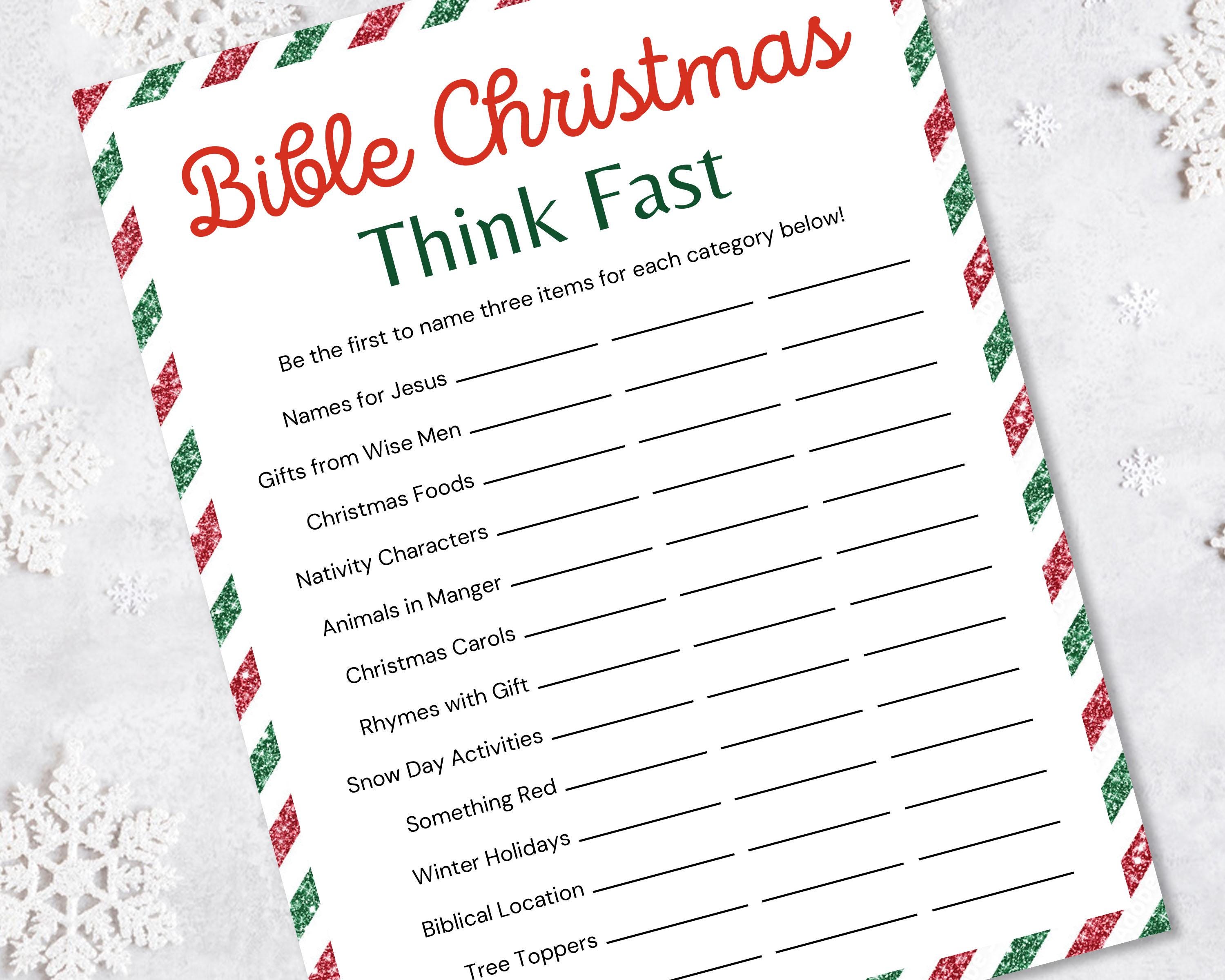 Christmas Bible Think Fast Bible Christmas Games for Kids Bible Trivia ...