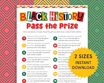 Black History Pass the Prize History Month Games for Kids Group Games ...