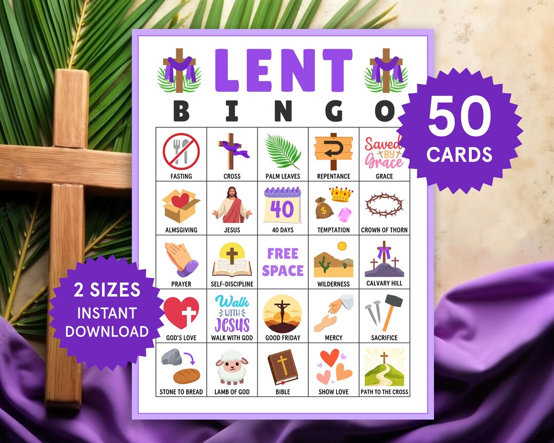 Lent Bingo Lent Games for Kids & Adults Lent Activities Lent Printable ...