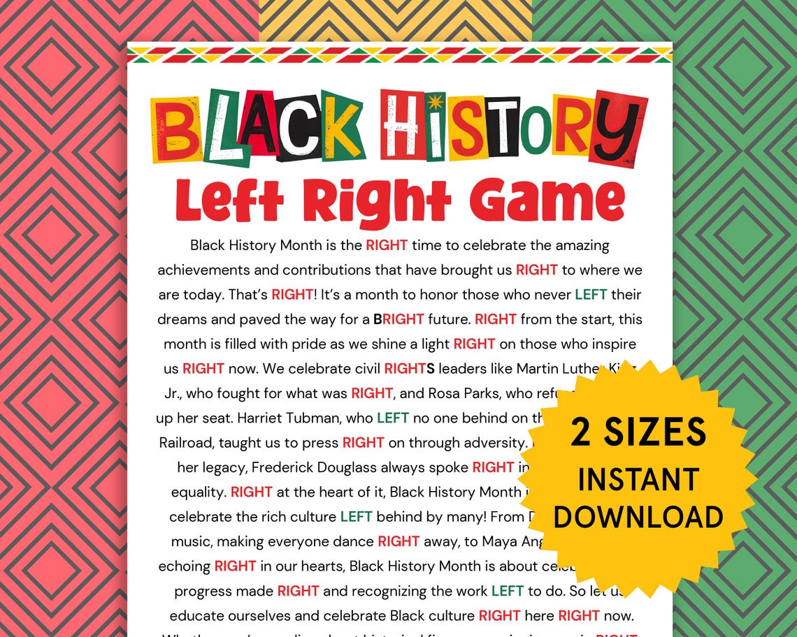 Black History Left Right Game History Month Games for Kids Black ...