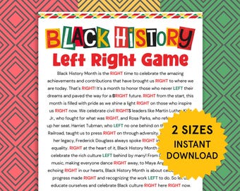 Black History Left Right Game History Month Games for Kids Black ...