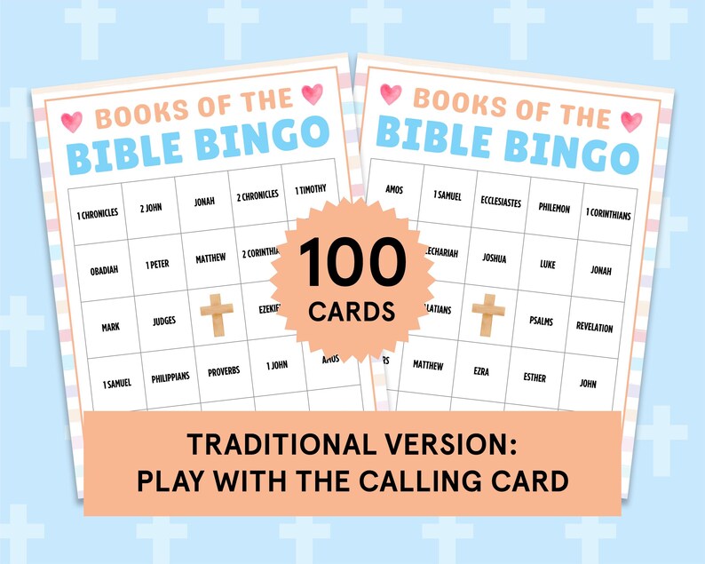 Bible Bingo Bible Games Books of the Bible Bingo Cards Church Bingo for ...
