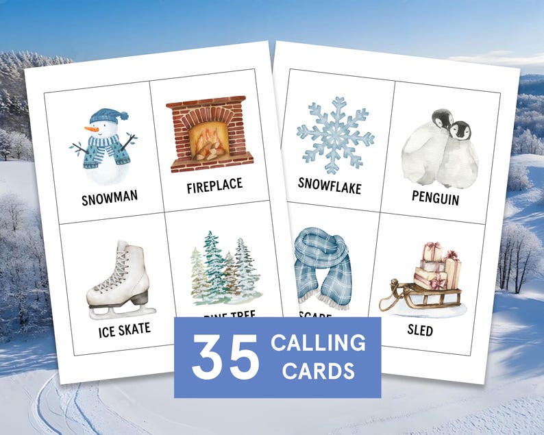 Winter Bingo Winter Bingo Cards Printable Winter Games Winter Party ...