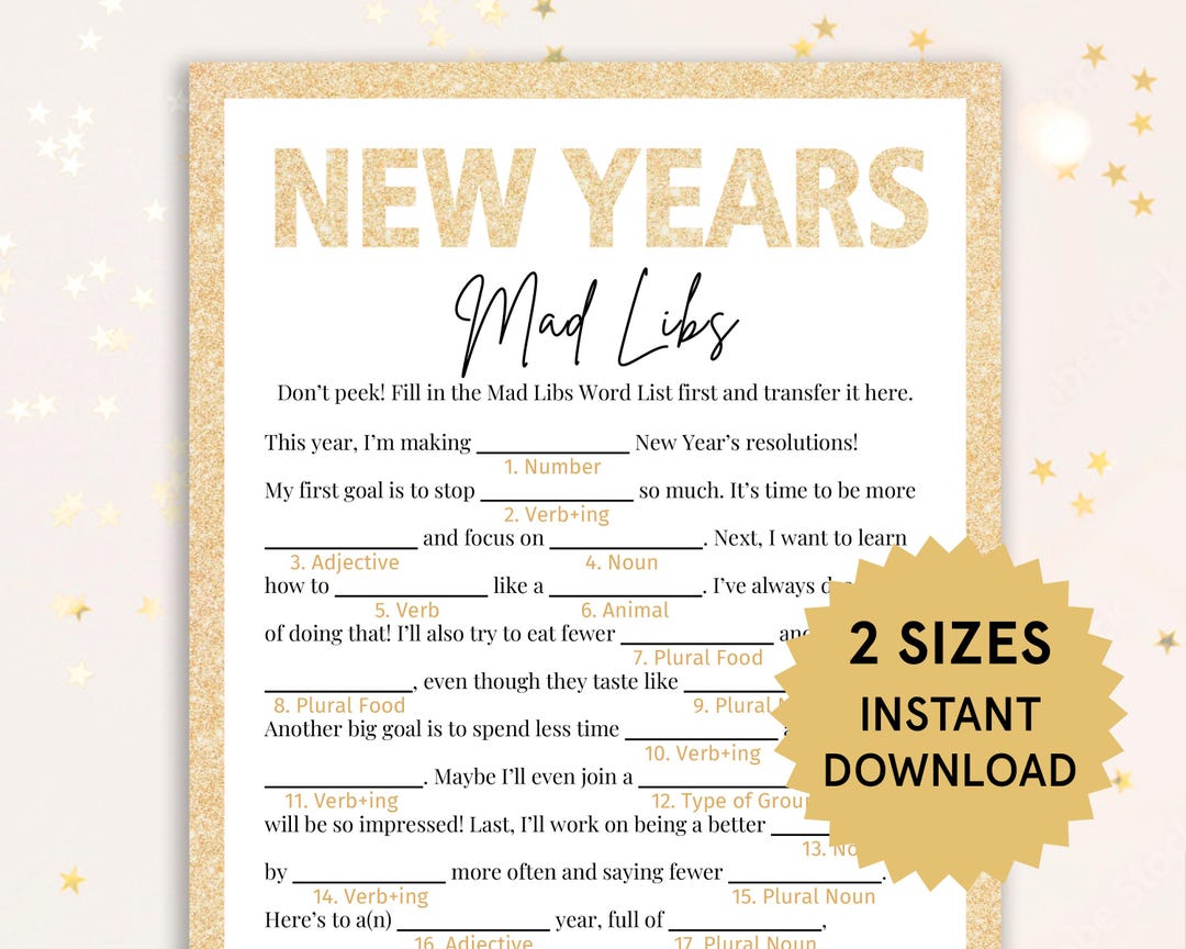 New Years Mad Libs 2025 New Year Game New Years Eve Party Games Family ...