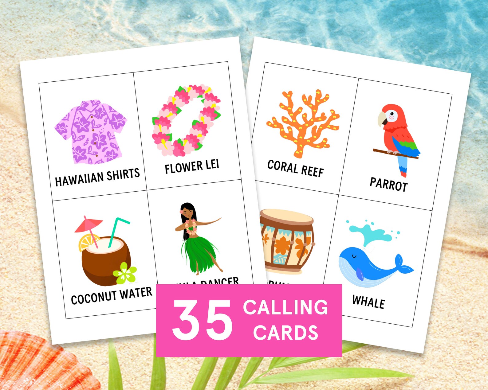 Aloha Bingo Luau Bingo Hawaii Bingo Summer Bingo Cards Printable Luau ...