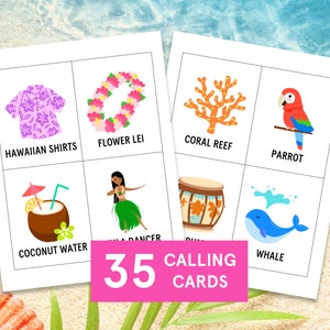 Aloha Bingo Luau Bingo Hawaii Bingo Summer Bingo Cards Printable Luau ...