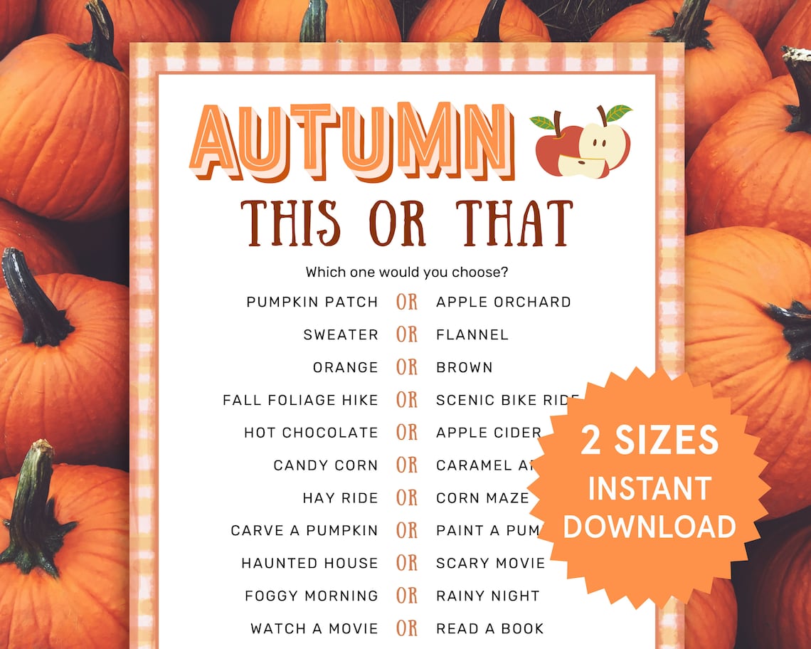 Fall This or That Fall Games for Kids Adults Fall Party Games Fall ...
