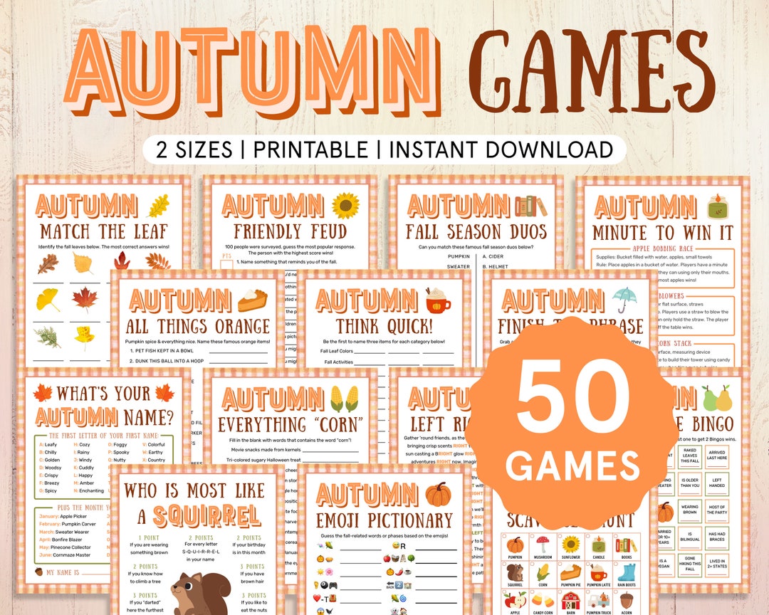 Fall Game Bundle Autumn Games Fall Games for Kids, Adults Family Fall ...
